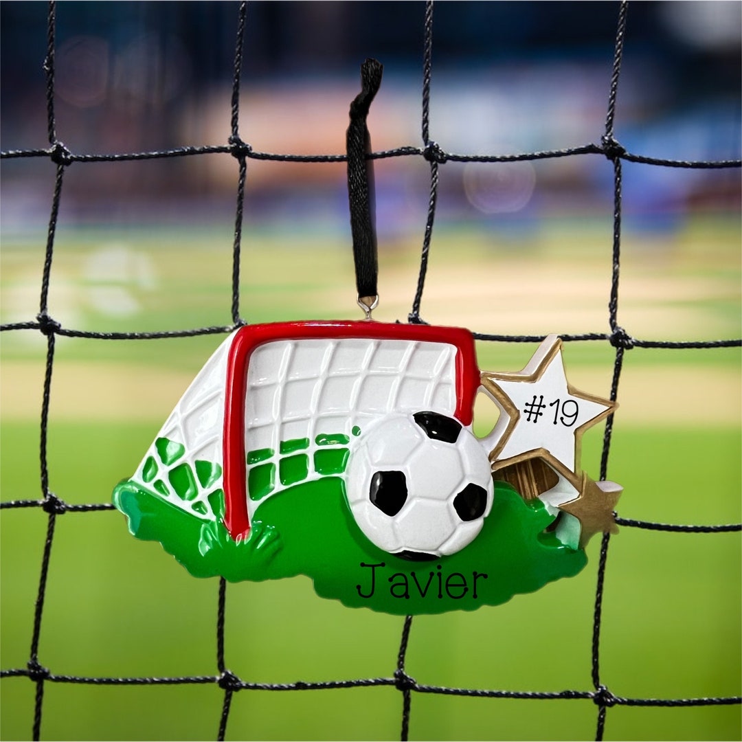 Personalized Soccer Ball in the Goal Ornament - Etsy