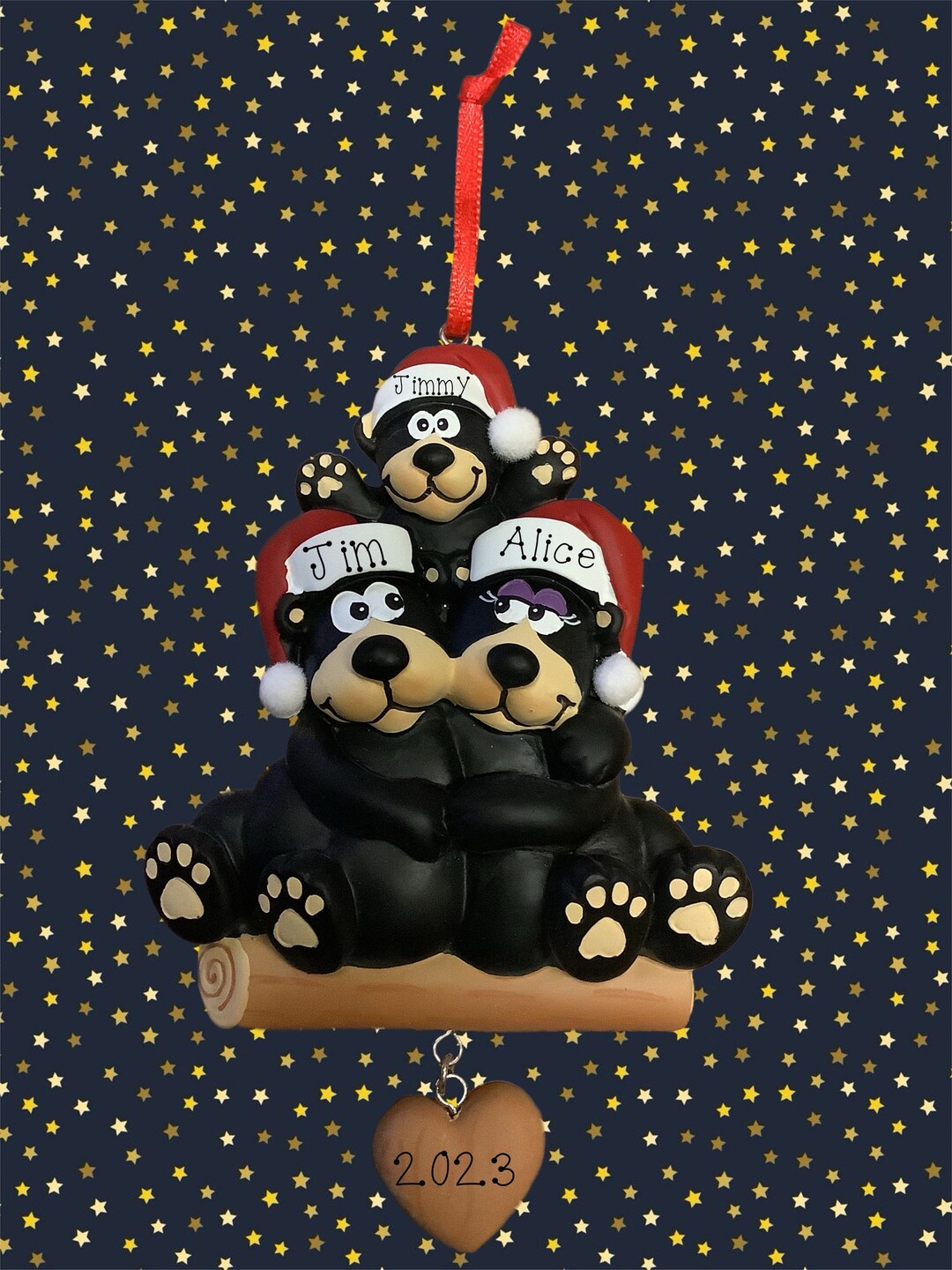 Black Bear Family of Three Personalized Ornament - Etsy