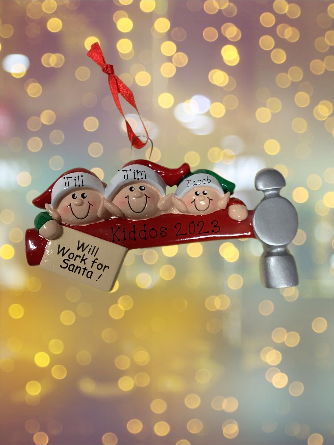 Elf Workers of 3 Personalized Ornament - Etsy