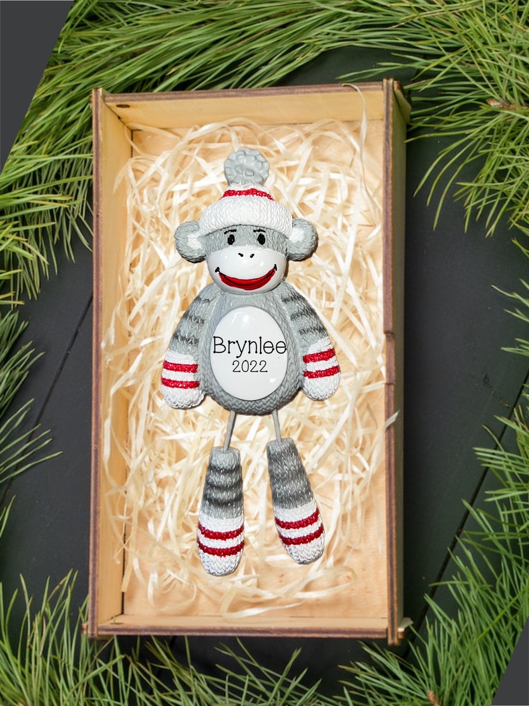 Sock Monkey Personalized Ornament - Etsy