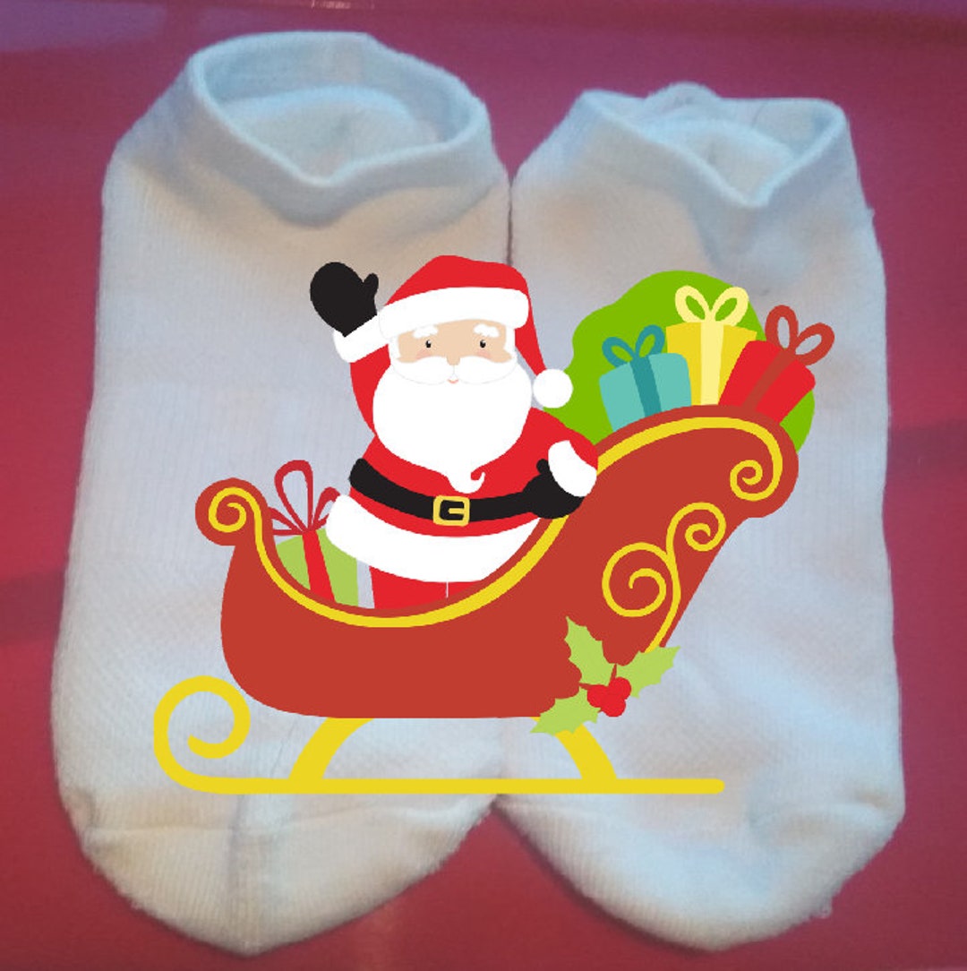 Santa Sleigh Christmas Socks Holiday Socks Lucky Socks - Etsy