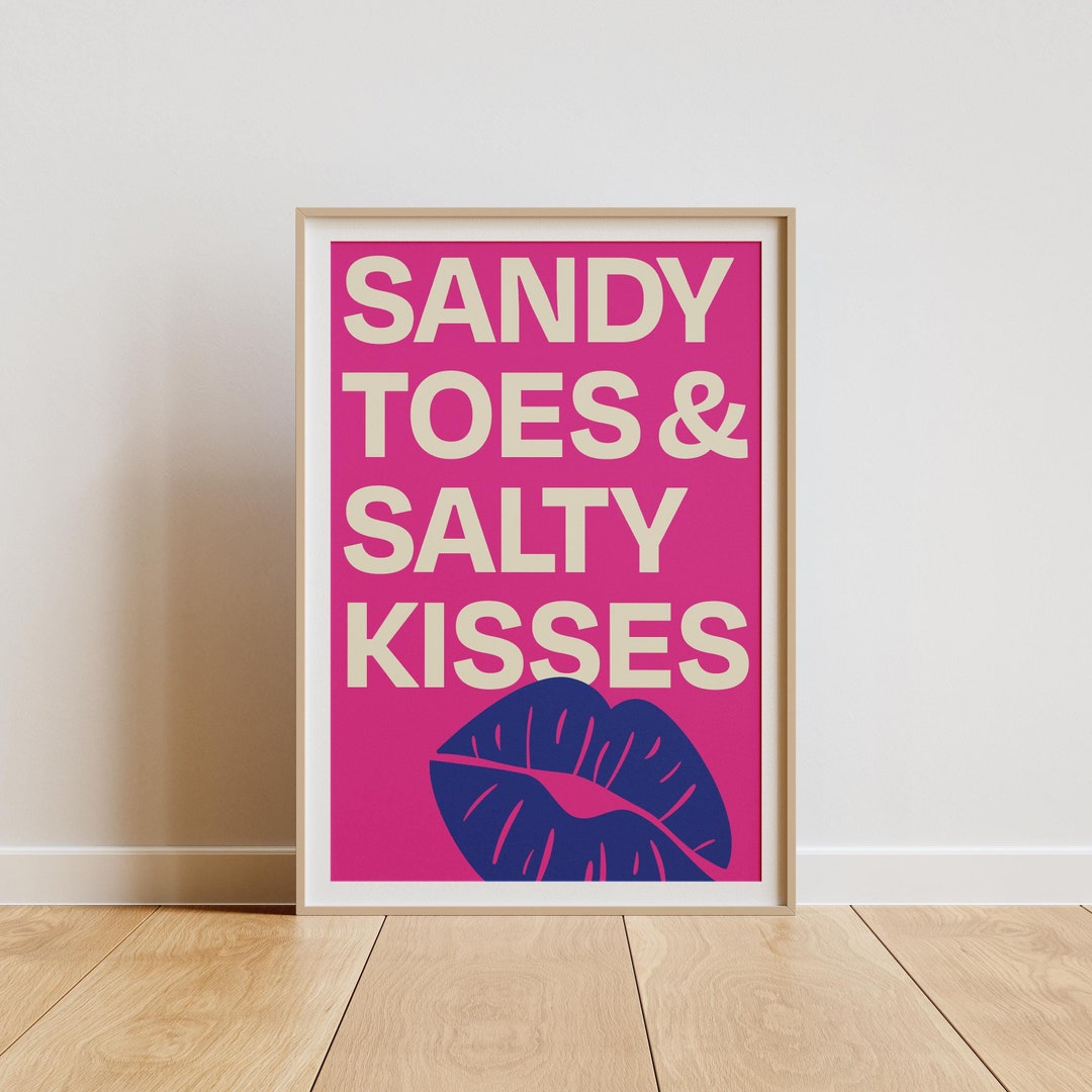 Sandy Toes & Salty Kisses Typography Poster Digital Downloadable Wall ...