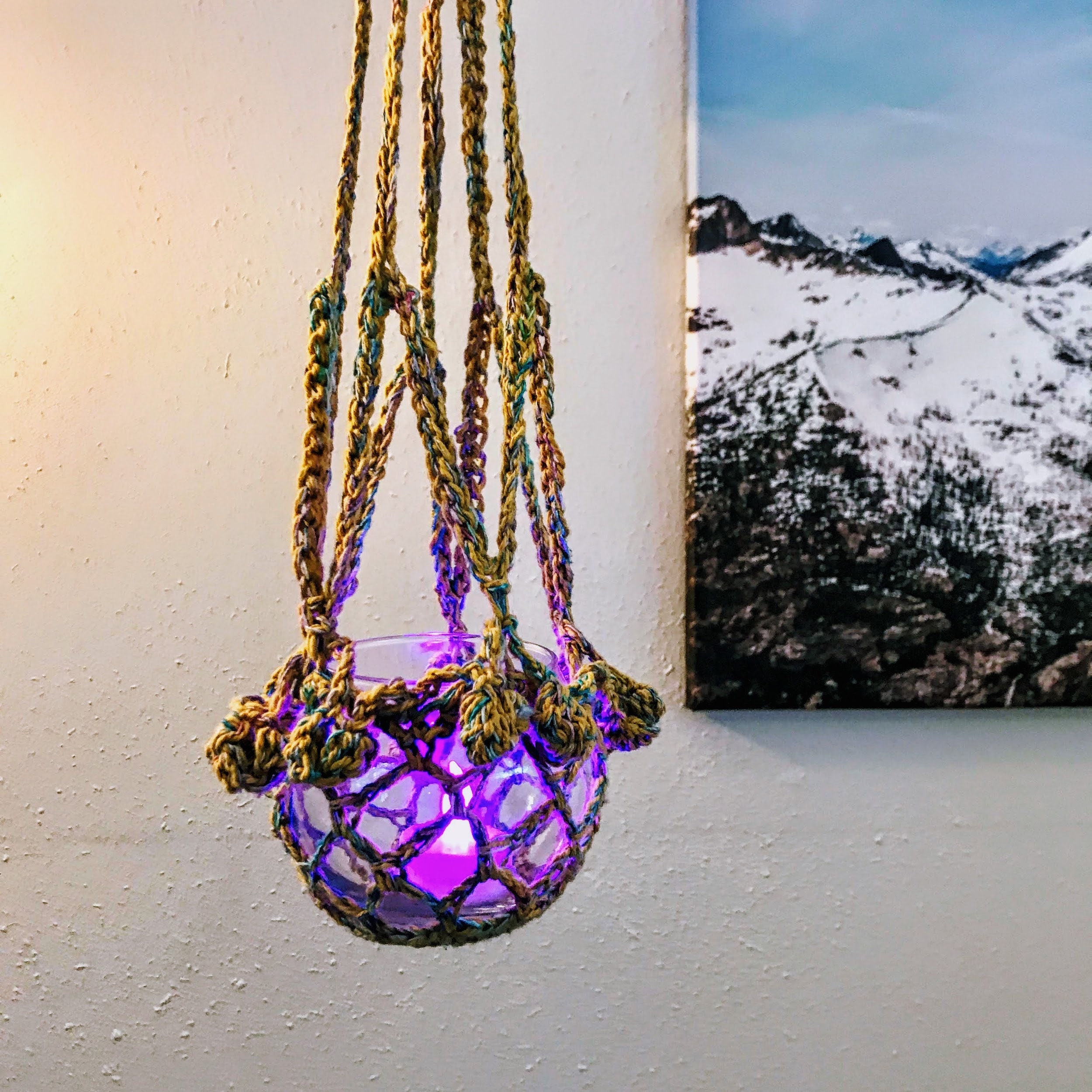 Boho Crocheted Candle Holder PATTERN Home Decor - Etsy