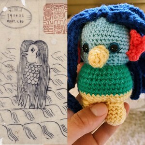 Cute Crocheted Amabie Amigurumi - Her Image is Said to Cure Pandemics! - Crochet Pattern - Etsy
