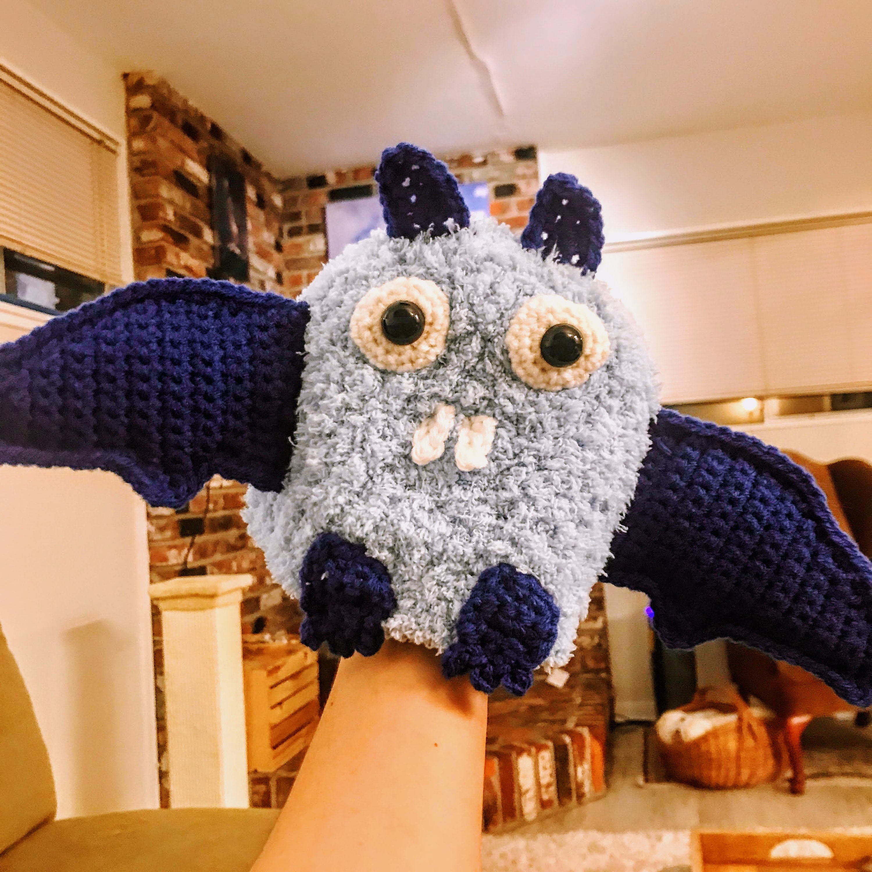 Furry Fanged Bat Crocheted Chalk Bag Pattern for Rock - Etsy
