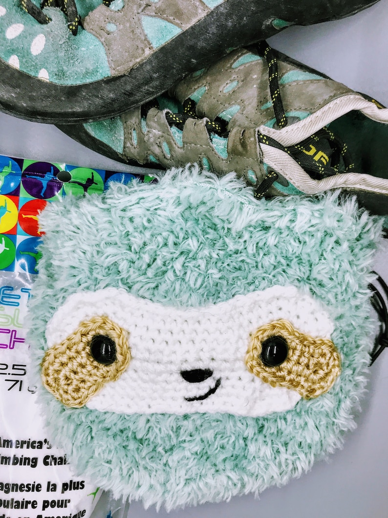 Fuzzy Faux Fur Smiling Sloth Crocheted Chalk Bag Pattern - Etsy