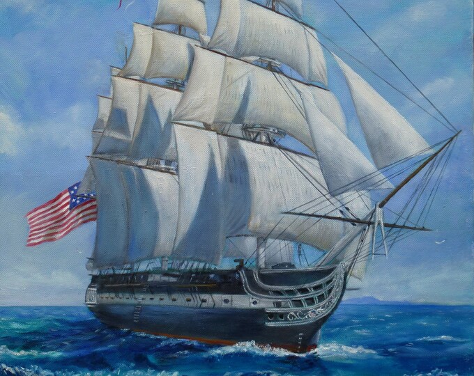 USS Constitution, Painting, Oil on Canvas, Sailing Ship, American ...
