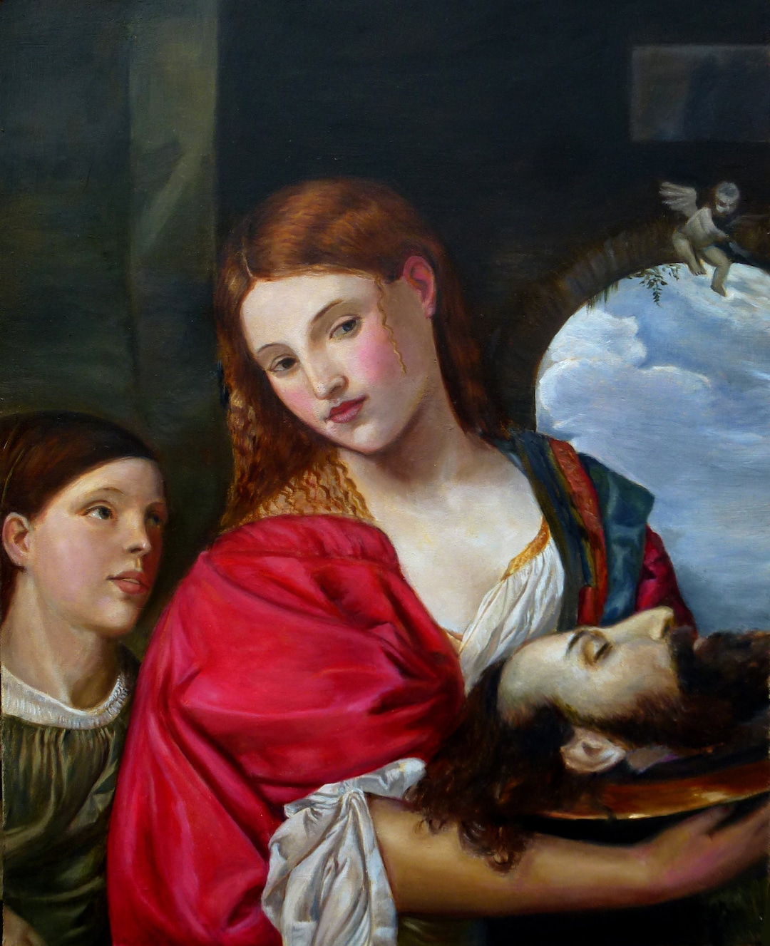 Salome With the Head of John the Baptist, After Titian. Oil on Board ...