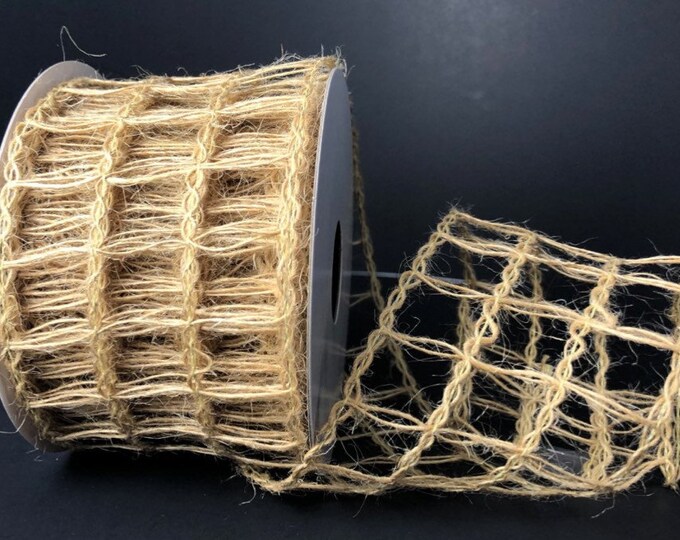 2.5” X 10 Yard Wired Fall Natural Jute Window Pane Ribbon, QXB330140-15 ...