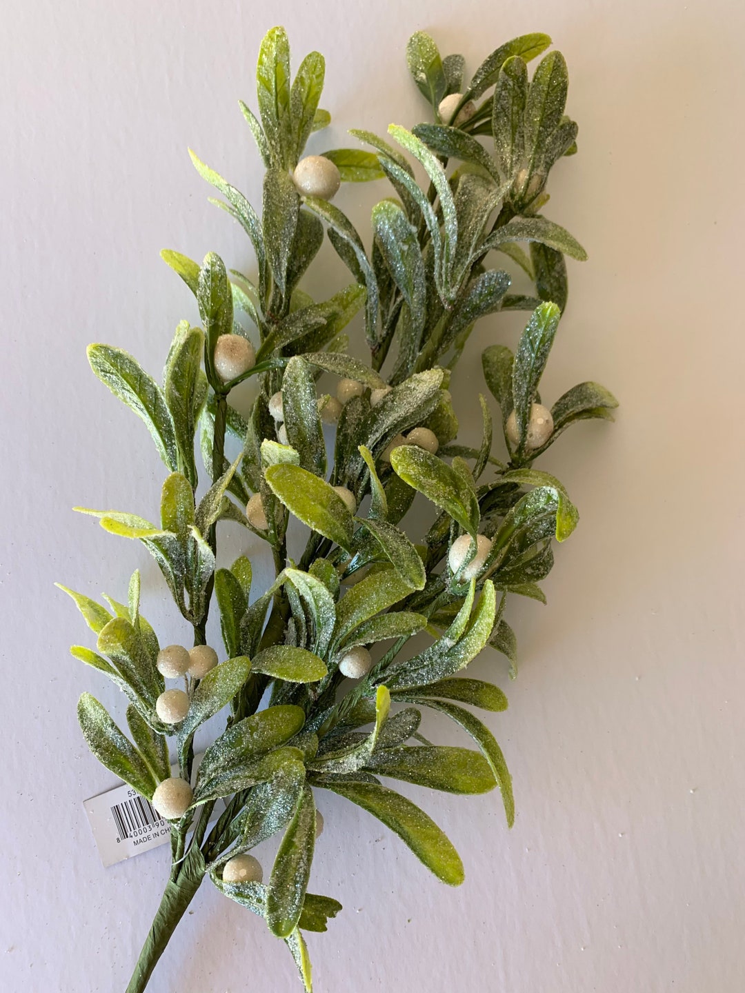 24 Inch Glittered Mistletoe Stem W/white Berries, 53998A - Etsy