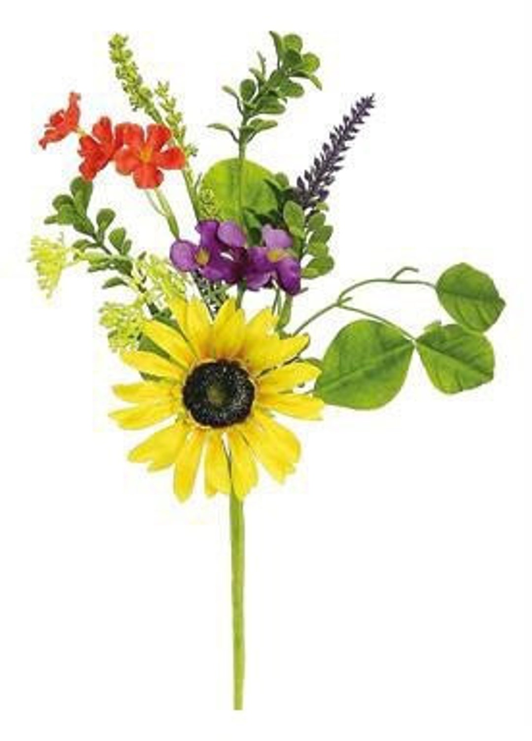 Sunflower, Poppy & Wild Daisy Spray, 14.5” Sunflower Poppy and Daisy ...