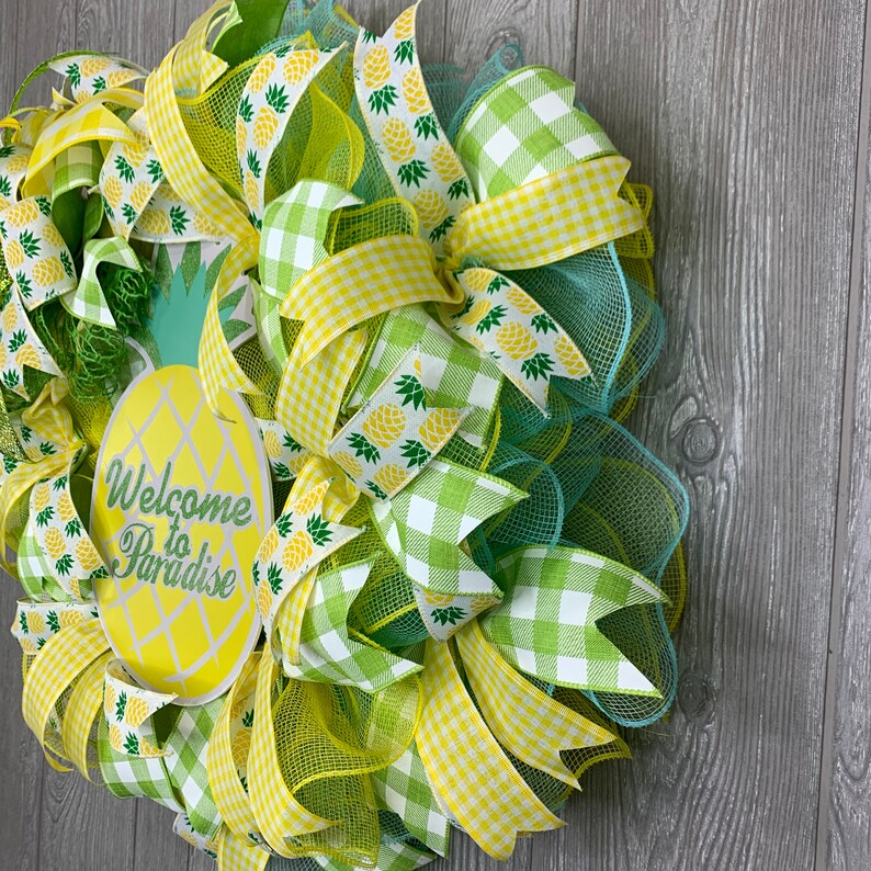 Pineapple Wreath, Pineapple Door Wreath, Pineapple Summer Wreath, Flat ...
