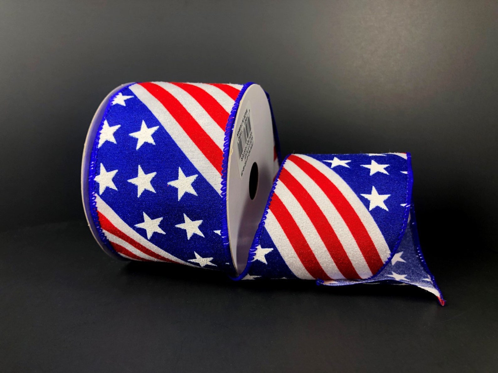 2.5 X 10 YD Wired Patriotic Stars and Stripes Ribbon Roll - Etsy