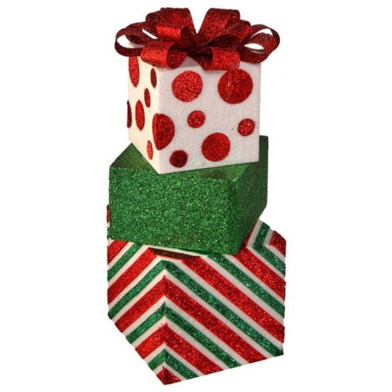 16 Sparkle Stripe and Dot Stacked Gift Box With Bow MTX67564 - Etsy