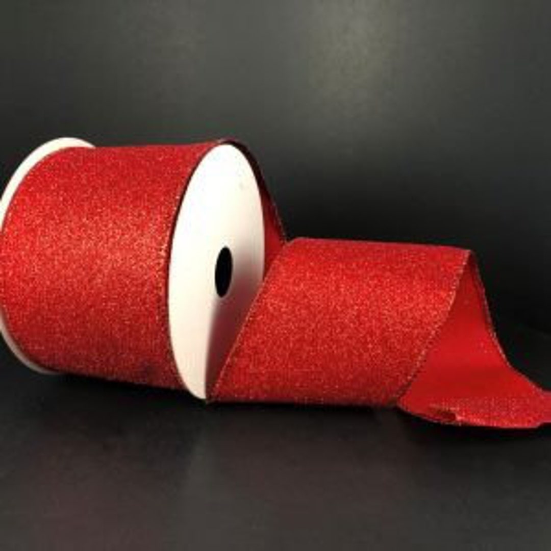 2.5” X 10 YD Wired Red Glitter Ribbon, X820640-12 - Etsy