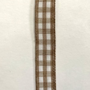 5/8” X 10 Yard Wired, Brown and White Check Ribbon Roll, 5/8” Multi ...