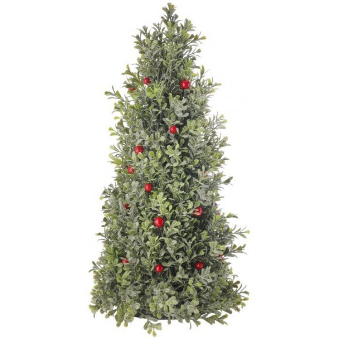 18 Frosted Berry Boxwood Cone Tree, Small Christmas Tree, Decorative ...