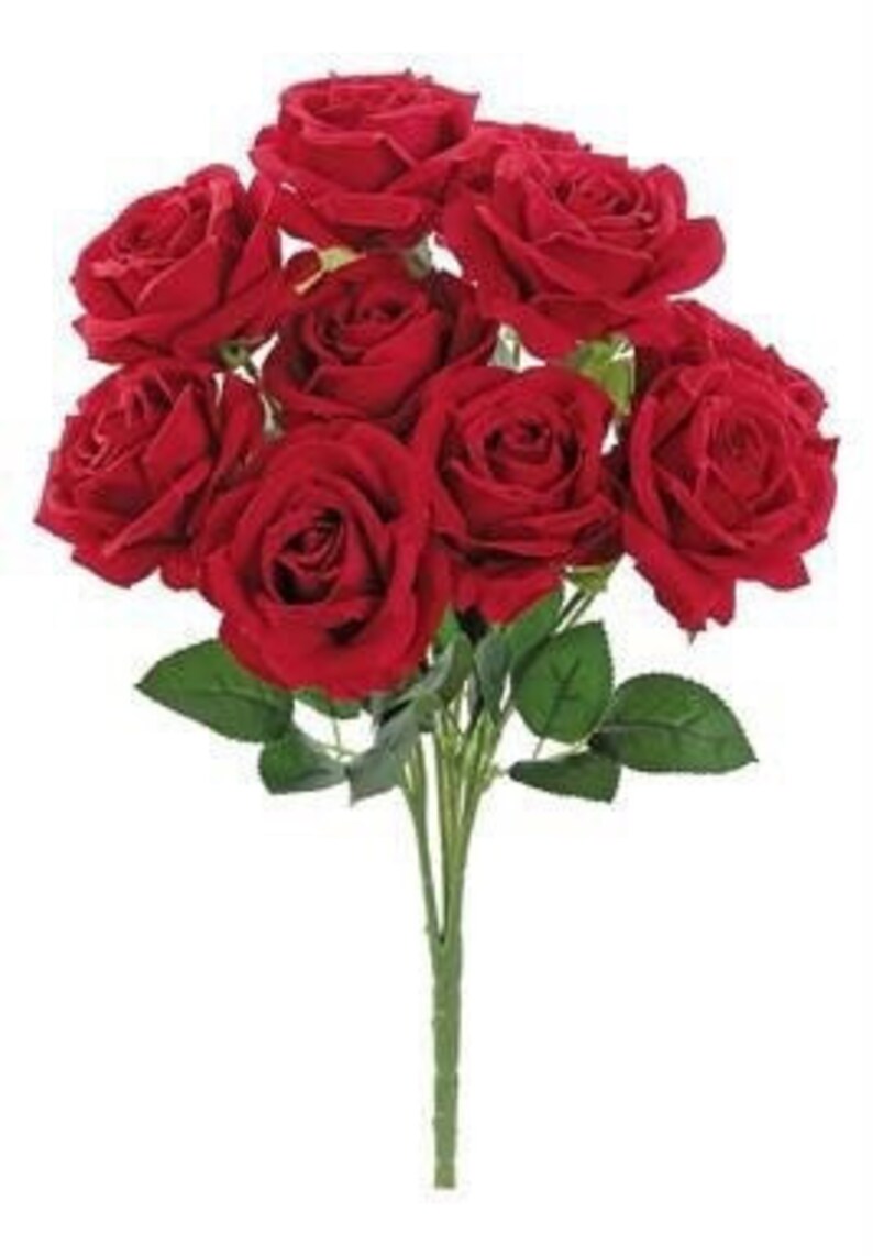 18 Red Rose Bush With 9 Roses Bridal Rose Bush 4804-R - Etsy