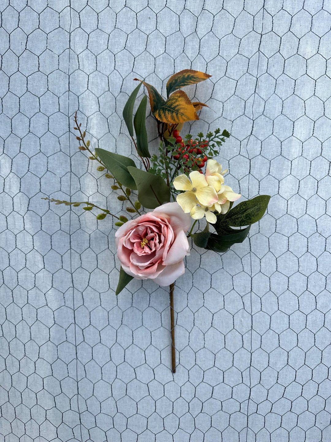20” Rose, Hydrangea & Berry Floral Pick, Mauve Floral Pick, PM2880 - Etsy