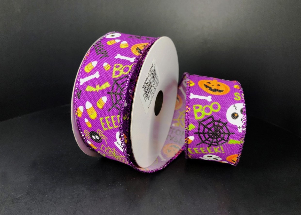 1.5 x 10 YD wired happy halloween ribbon X910109-11 | Etsy
