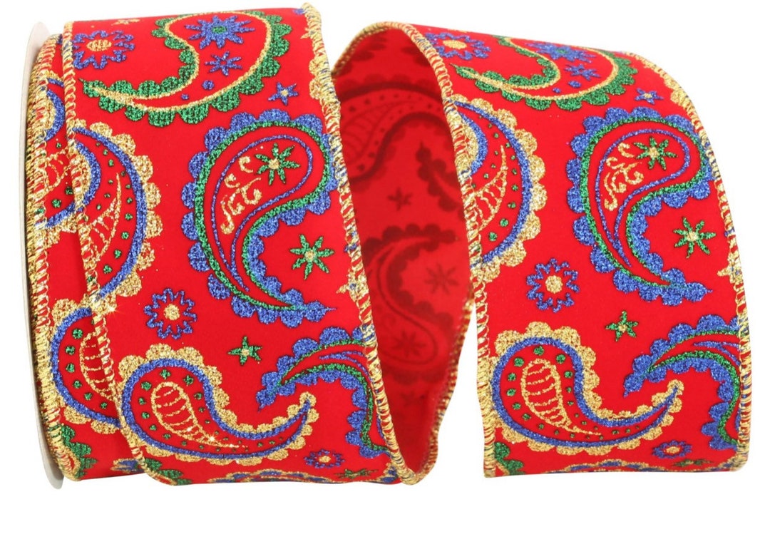 2.5 X 10 Yard Wired Paisley Velvet Ribbon 93052W-001-40F - Etsy