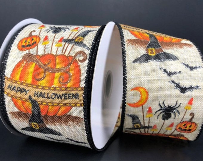 2.5 X 10 Yard Wired Happy Halloween Ribbon, 51105-40-14 - Etsy