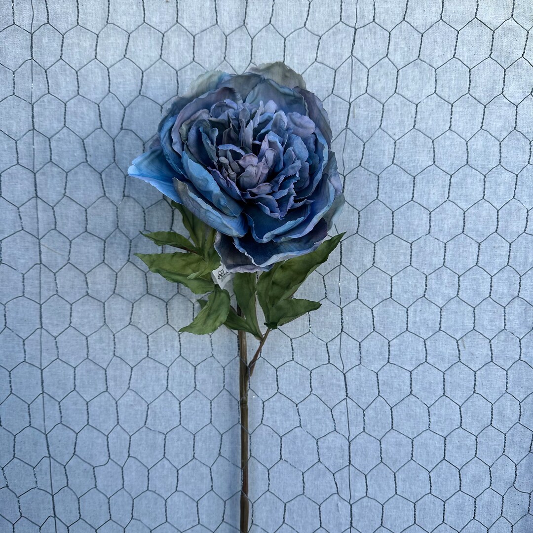 26.5” Vintage Peony in Antique Blue, Light Blue Peony Stem, 4978-AB - Etsy
