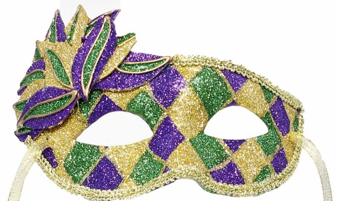 7"l Masquerade Checkered Mask, Mardi Gras Mask, HG1010 - Etsy