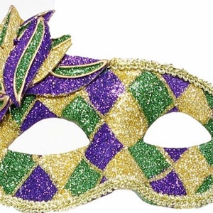 7"l Masquerade Checkered Mask, Mardi Gras Mask, HG1010 - Etsy