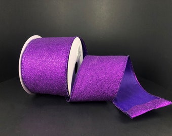 Purple Glitter Wired Ribbon - Etsy