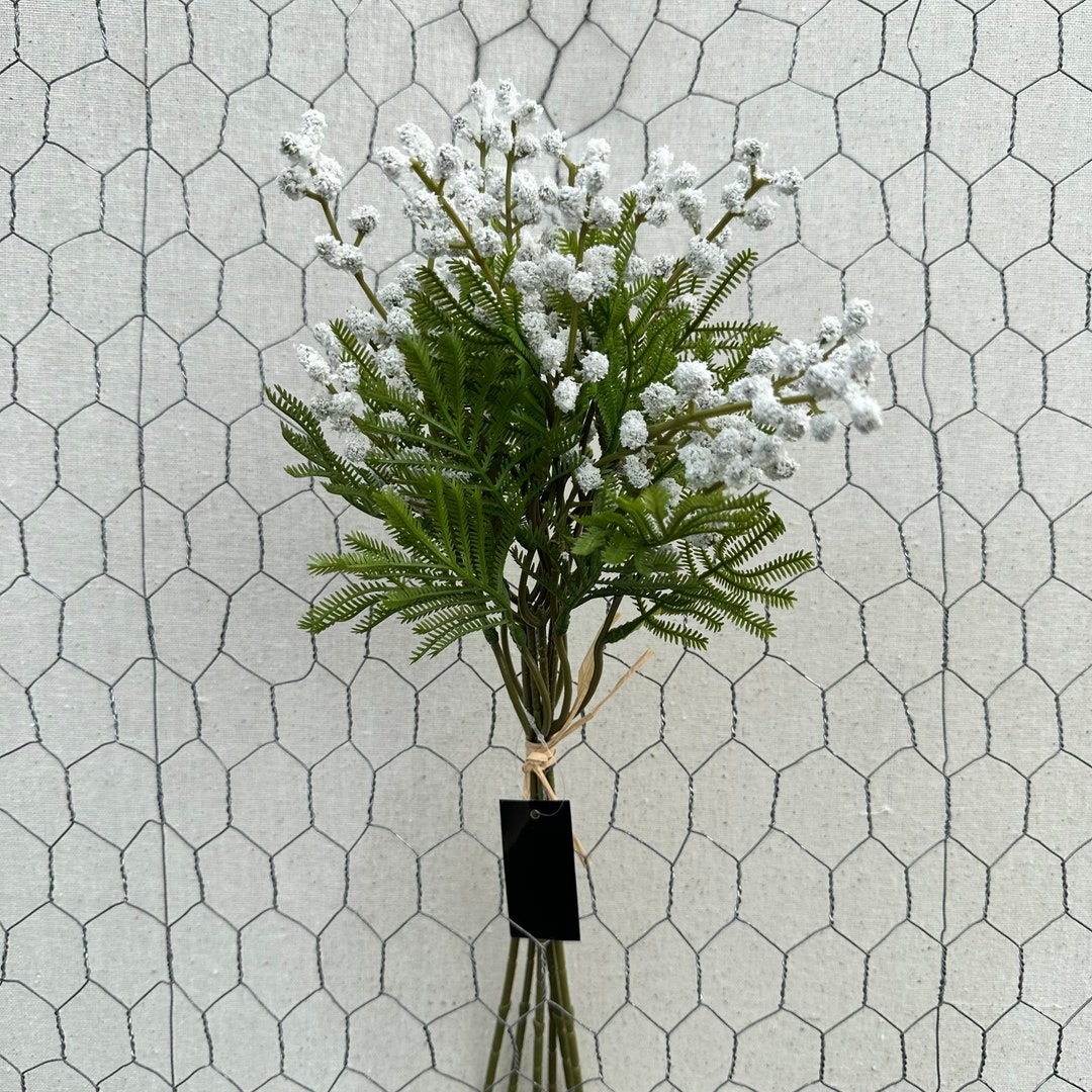 15 Inch White Berry With Foliage Bundle, 6 Stems Bundle of Berries ...