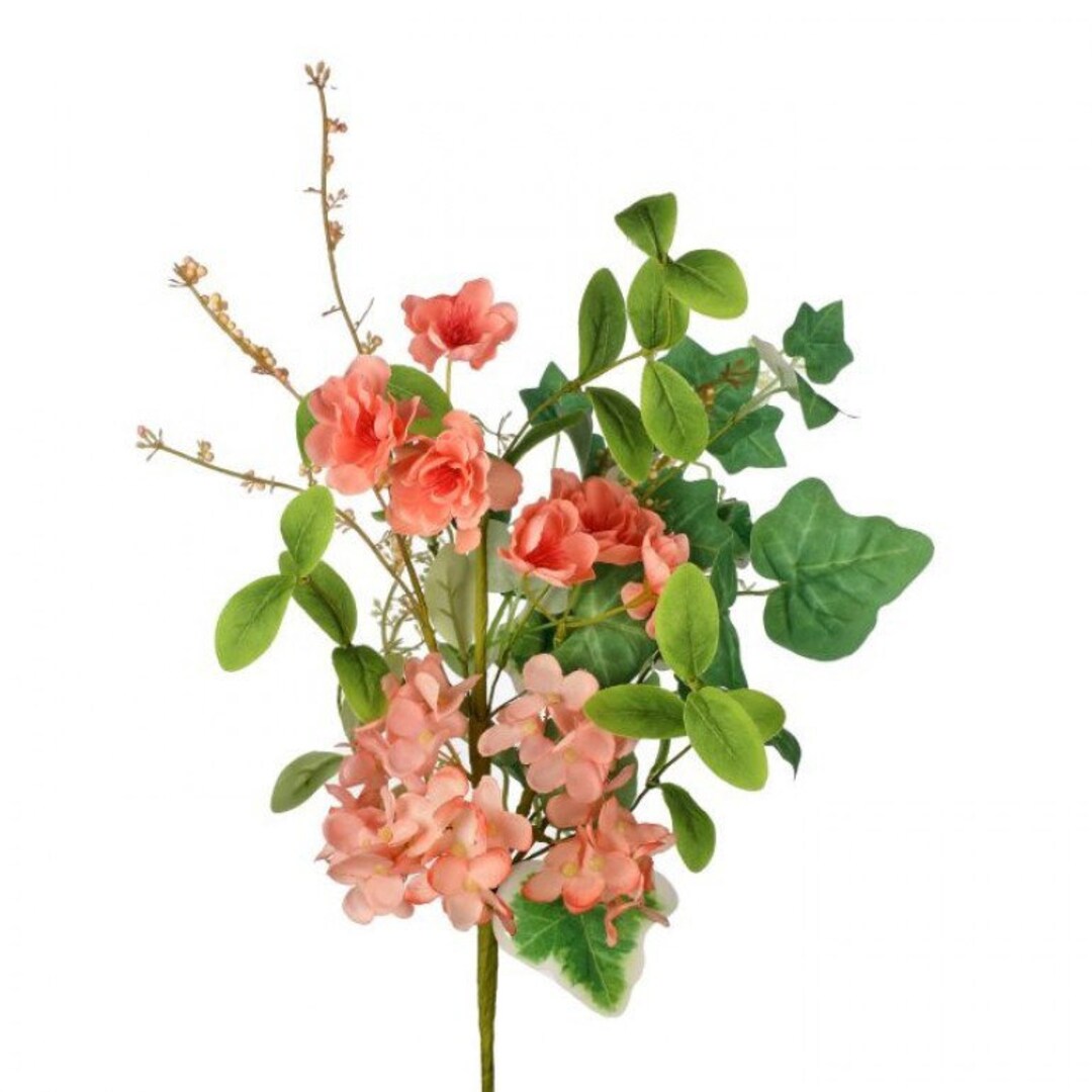 Hydrangea and Mixed Greens Pick, 18” Mixed Floral Pick, Hydrangea Spray ...