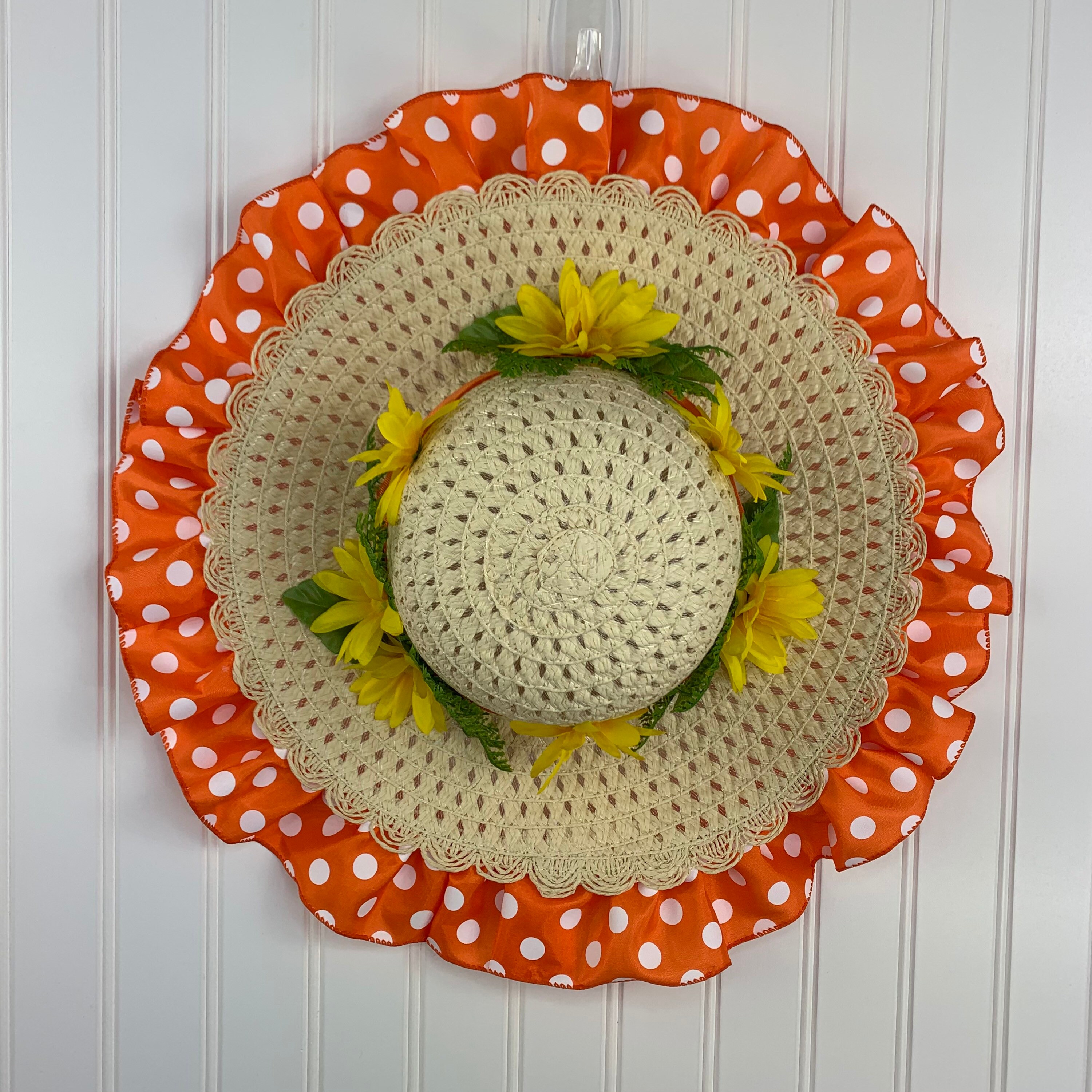 Bonnet Wall Hanger, Floral Bonnet Wreath, Spring Wall Decor, Gift for ...