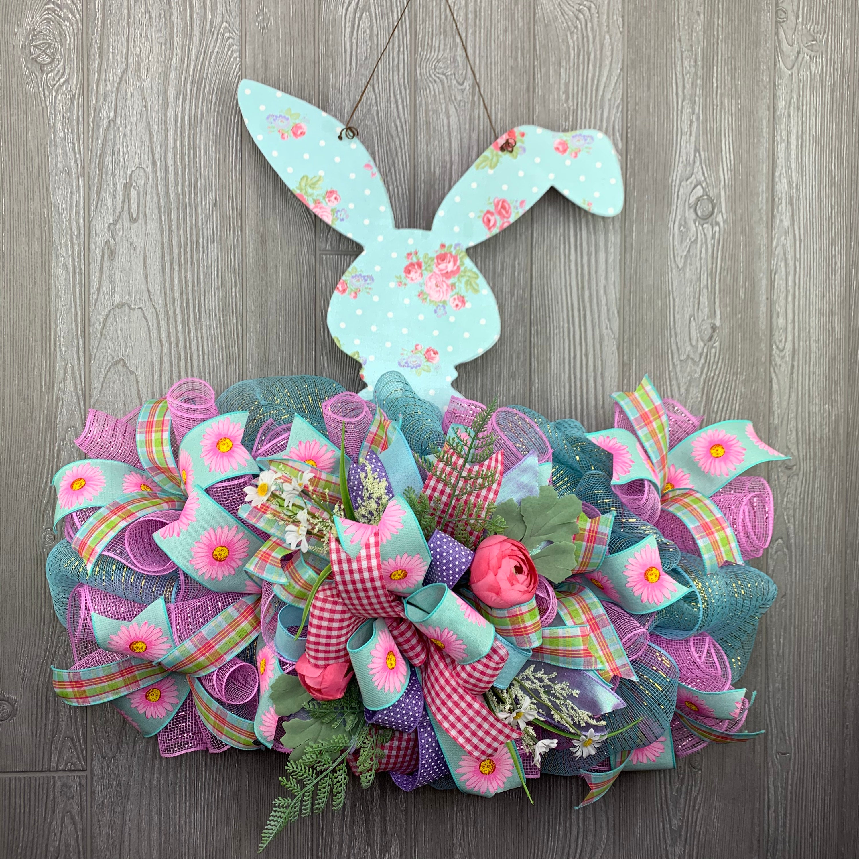 Easter Bunny Door Hanger Vintage Easter Decor Spring Swag - Etsy