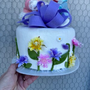 10.25” Styro Floral Bunnies & Bow on a Cake, Easter Decor, Bunny Wreath ...