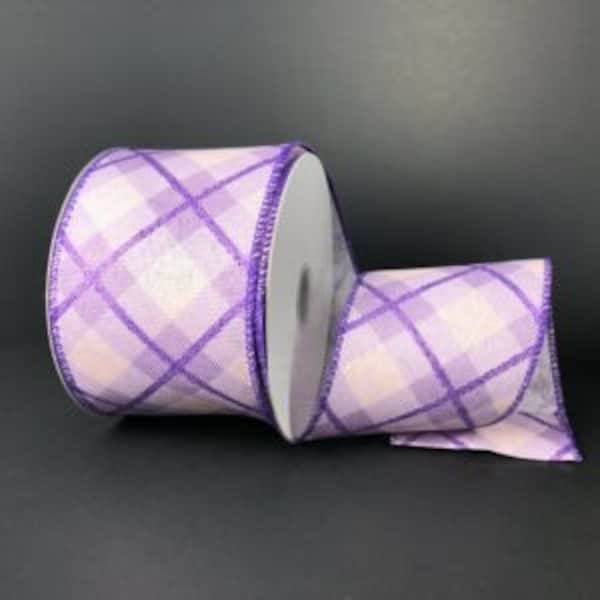 Purple Plaid Fabric Ribbon - Etsy