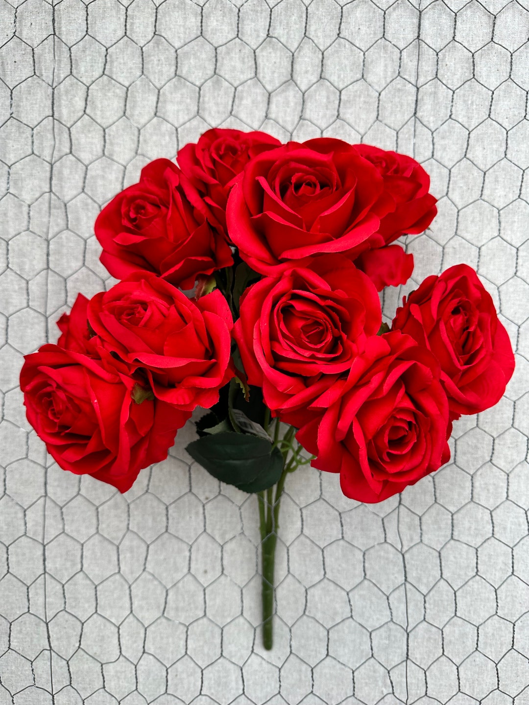 18” Red Rose Bush With 9 Roses, Bridal Rose Bush, 4804-R - Etsy