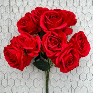 18” Red Rose Bush With 9 Roses, Bridal Rose Bush, 4804-R - Etsy