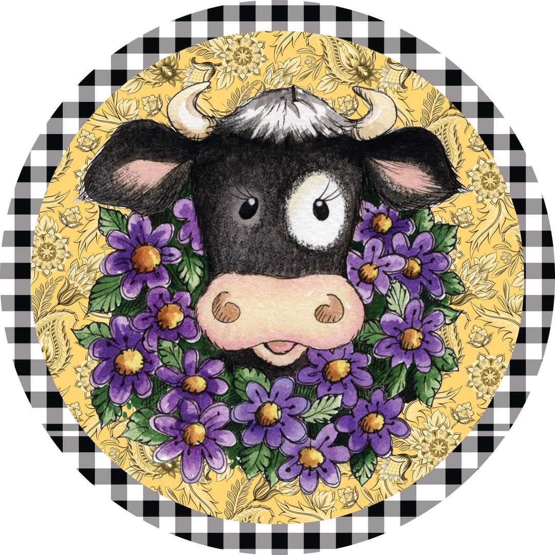 Spring Farmhouse Cow Wreath Sign Cow Face Metal Wreath Sign - Etsy