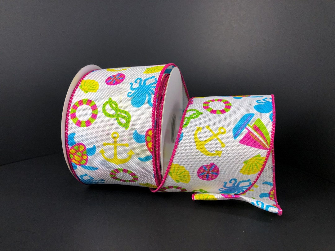 2.5” X 10 YD Wired Nautical Ribbon, 41254-40-39 - Etsy