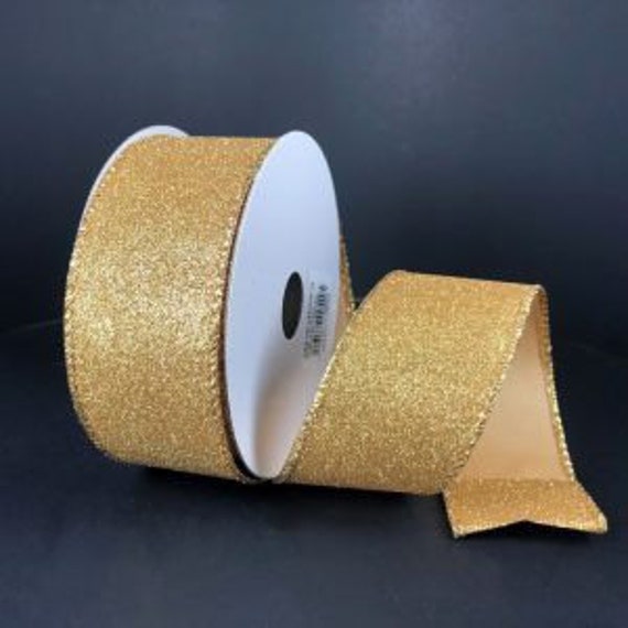 1.5 X 10 YD Wired Gold Glitter Ribbon X820609-15 - Etsy