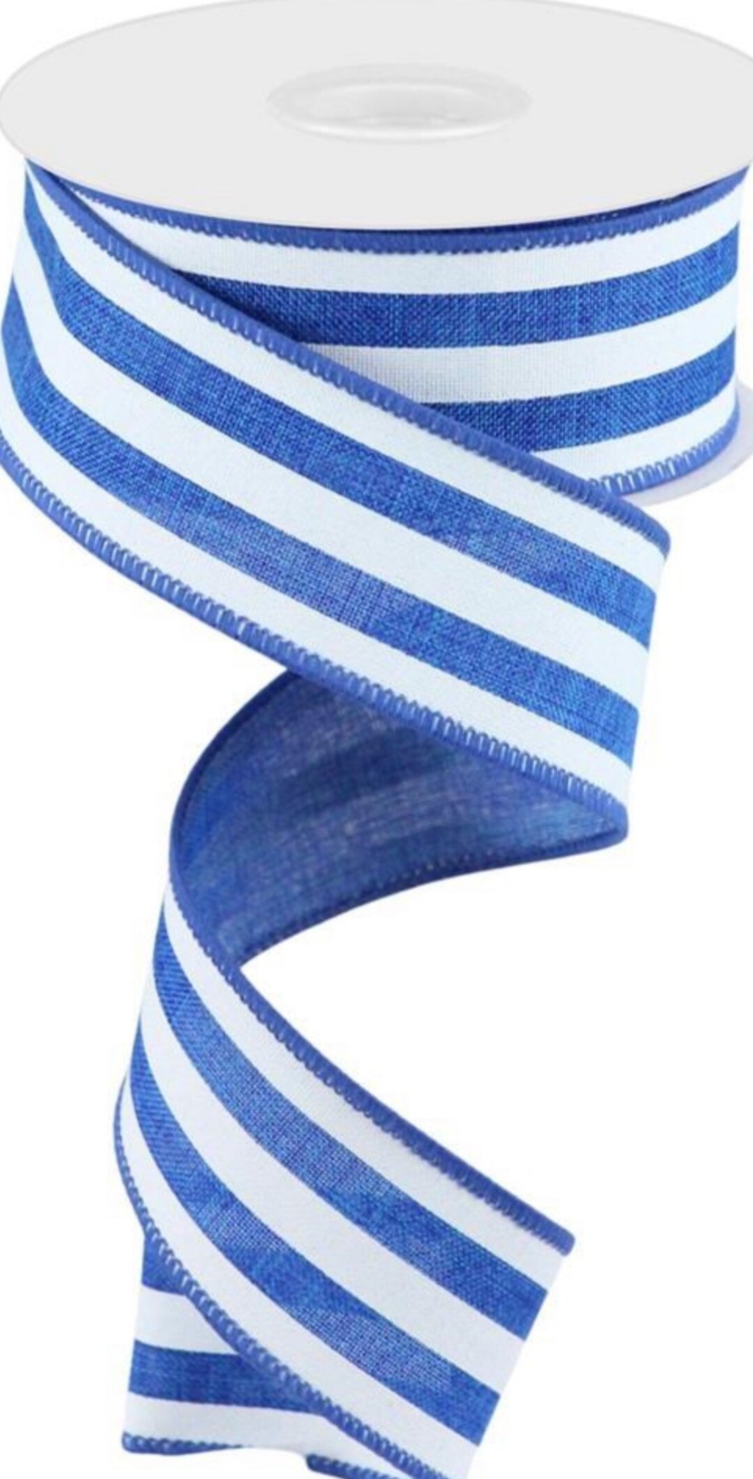 1.5 X 10 YD Wired Blue & White Vertical Stripe Ribbon - Etsy