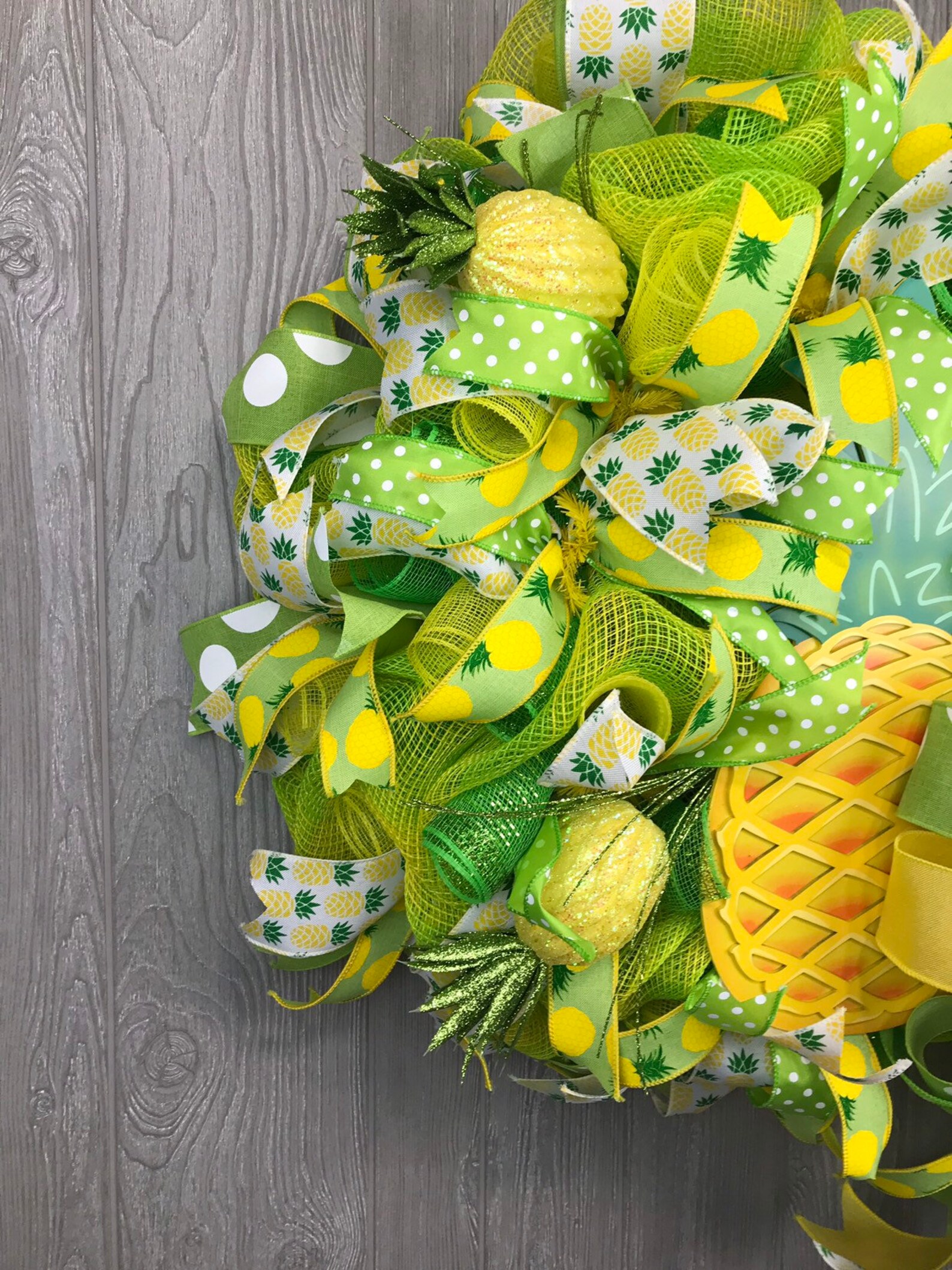Pineapple Wreath Deco Mesh Pinapple Wreath Pineapple Summer - Etsy