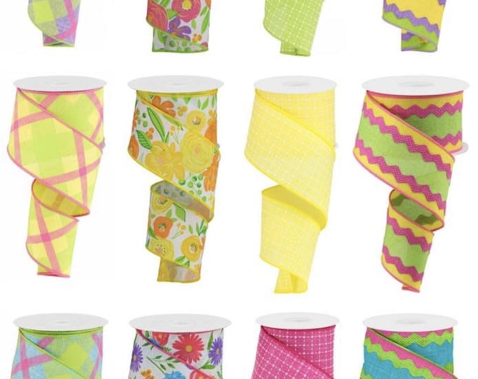 2.5" 10YD, Wired, Summer Bloom Ribbon Assortment Box of 12 10 Yard ...