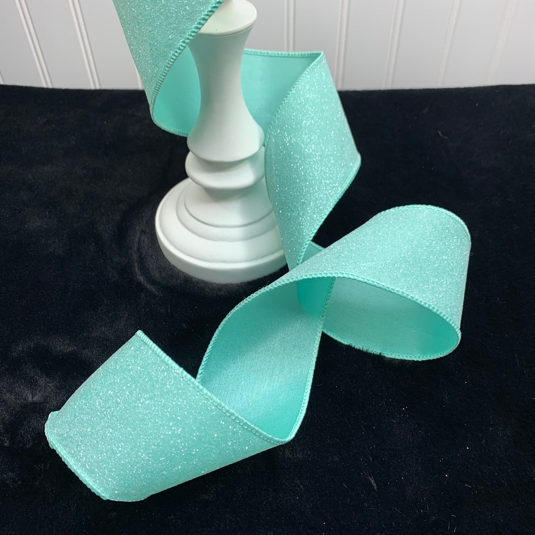 2.5” X 10 Yard Wired Aqua Candy Glitter Ribbon, MTX65002 - Etsy