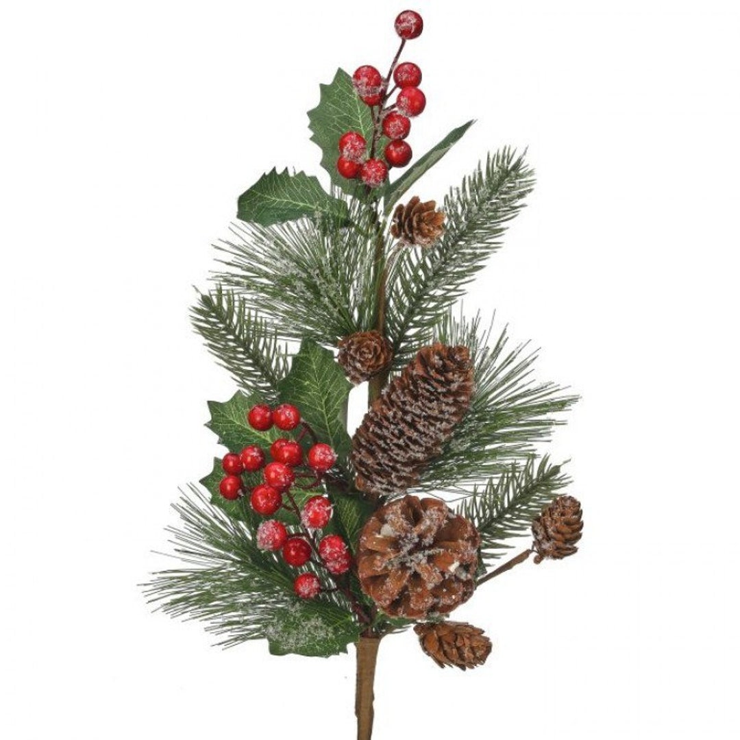 Frosted Berry Pick, Frosted Greenery, Christmas Greenery, Winter ...