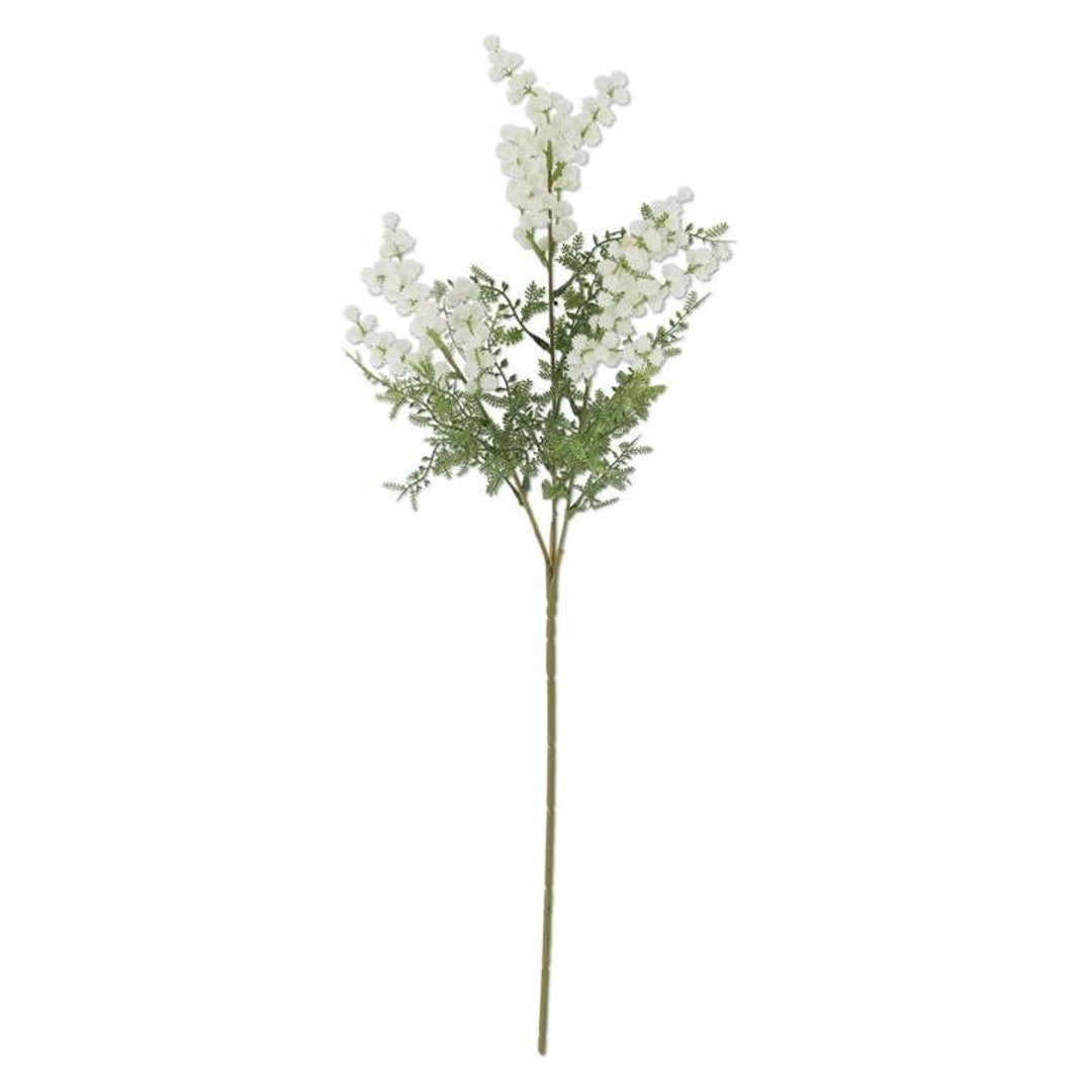 27 Inch White Mini Burs & Fern Stem, Summer Floral Filler, Spring ...