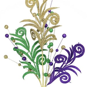 33"l Glittered Styro Ball/leaf Spray, Mardi Gras Pick, HG3187 - Etsy
