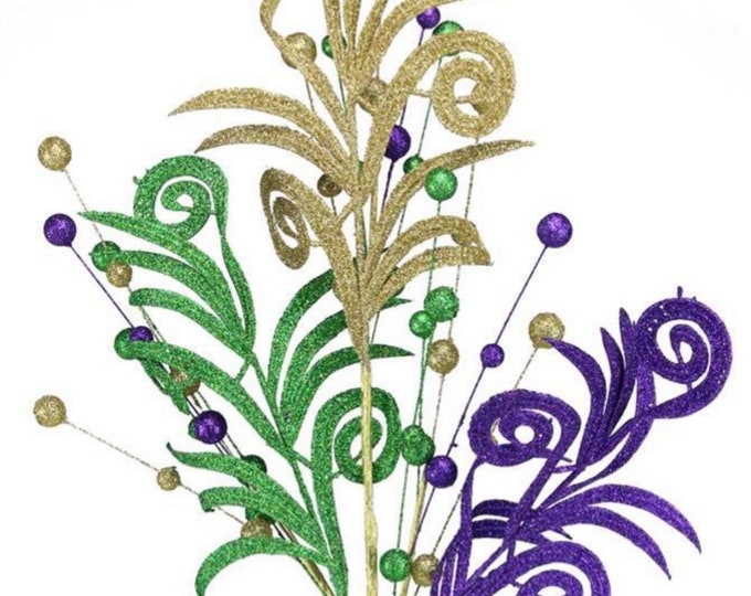 33"l Glittered Styro Ball/leaf Spray, Mardi Gras Pick, HG3187 - Etsy