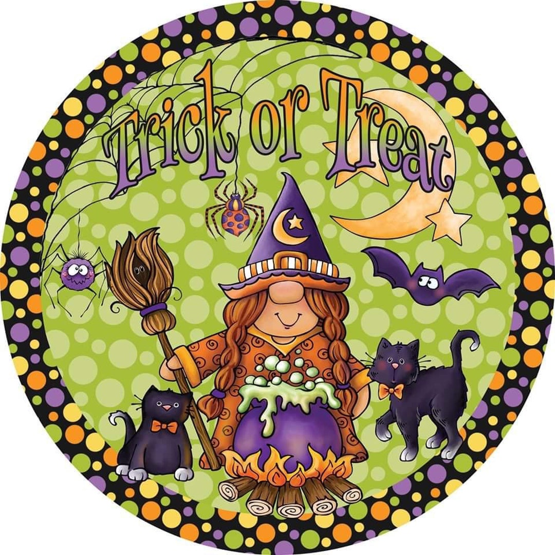 Halloween Witch Wreath Sign Metal Wreath Sign 8 Inch Round - Etsy